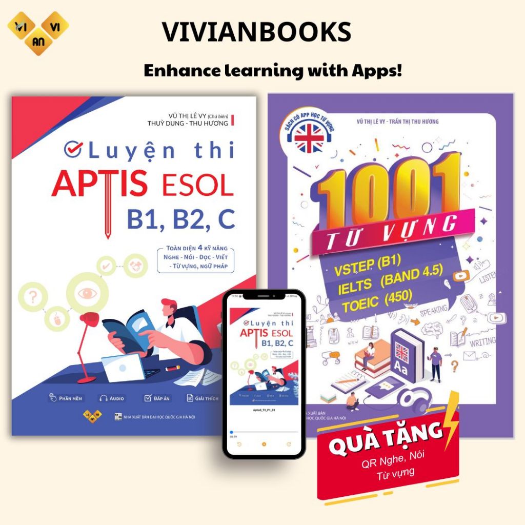 Combo sách luyện thi APTIS ESOL B1, B2, C 4 kỹ năng - Chứng chỉ APTIS - ThS. Lê Vy - Anh ngữ ...