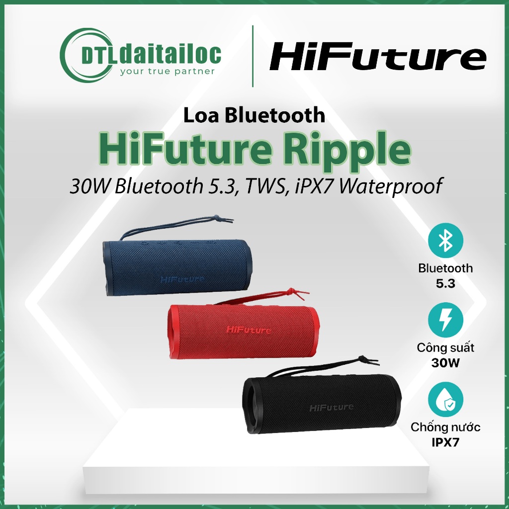 Loa Bluetooth HiFuture Ripple (30W, Nhỏ Gọn, Di Động, Chống Nước IPX7 ...