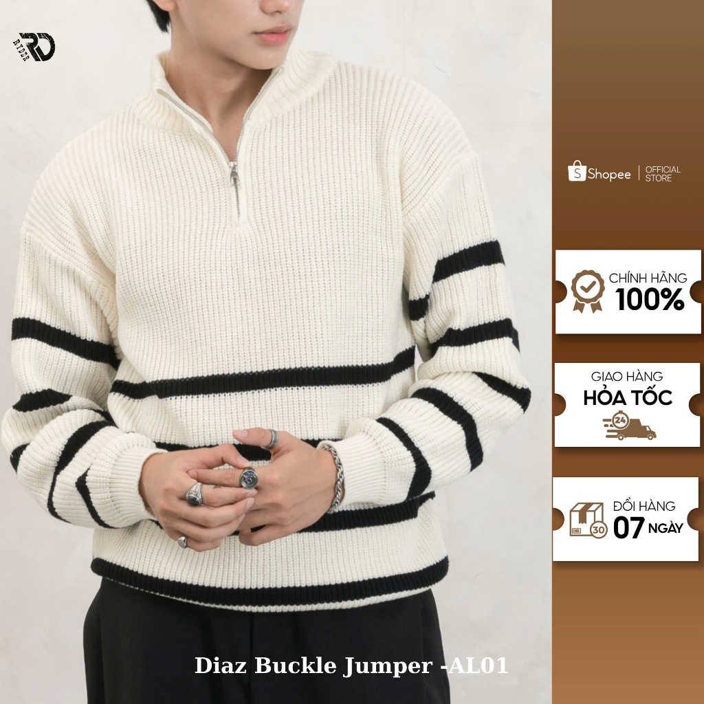 Áo Len Diaz Buckle Jumper Ryder, form Regular, khoá kéo, trẻ trung, giữ ...