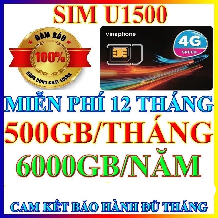 Sim 4G Vinaphone 1 TỶ GB Data Không Giới Hạn Nghe Gọi Tẹt Ga Trọn Gói 1 Năm - Sim U1500 VD149 ...