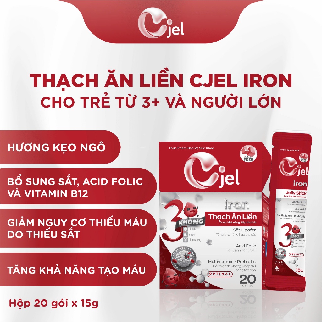 Thạch ăn liền Cjel Iron - Bổ sung sắt, không còn nỗi lo thiếu máu - Hộp ...