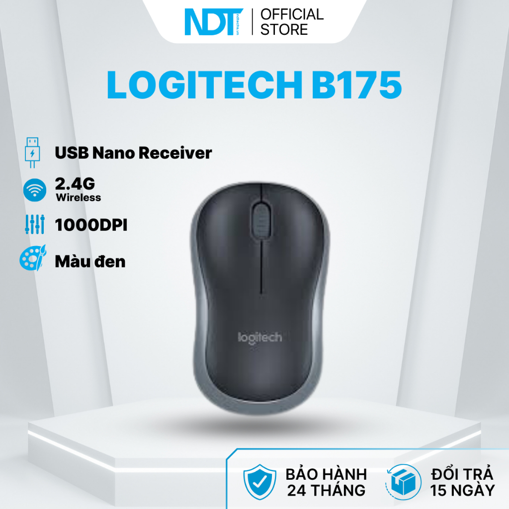 Chuột không dây Logitech B175 nhỏ gọn, bền bỉ, độ phân giải 1000 DPI ...