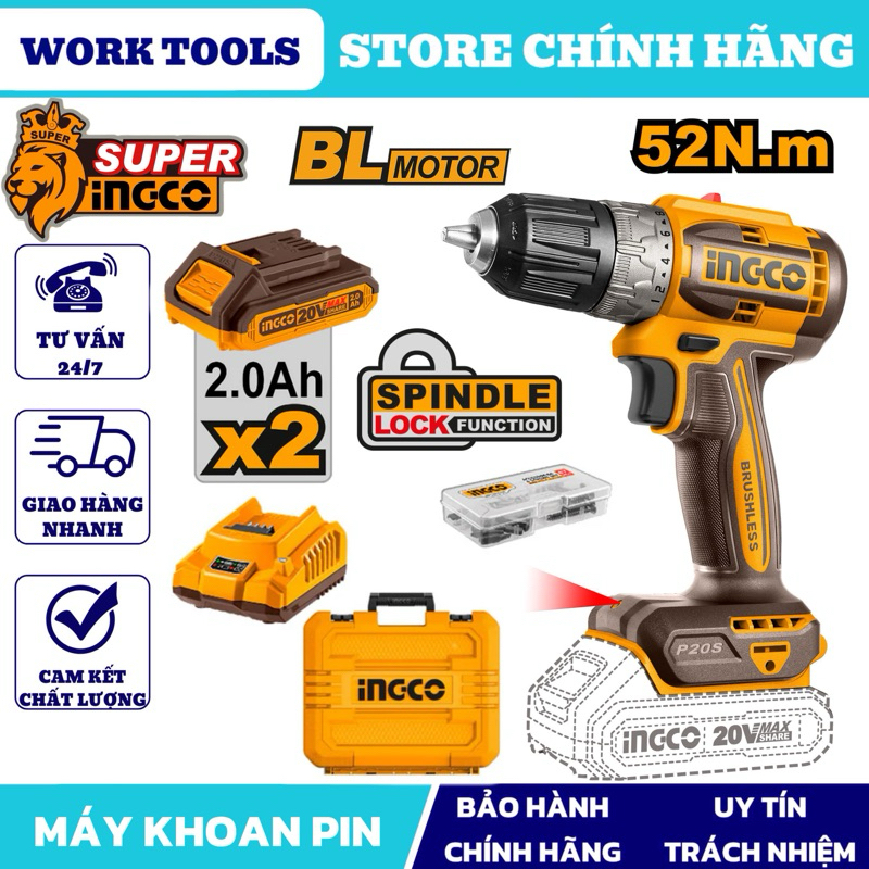 INGCO Máy khoan dùng pin 20V CDLI204531 & CDLI20453 | Shopee Việt Nam