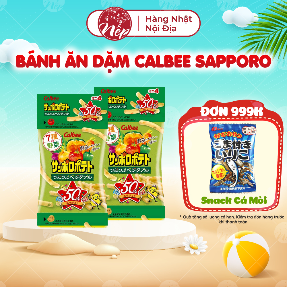 Bánh snack tôm rau khoai tây cá mòi Calbee Sapporo Nhật Bản 9g x 4 gói - Nếp Shop | Shopee Việt Nam