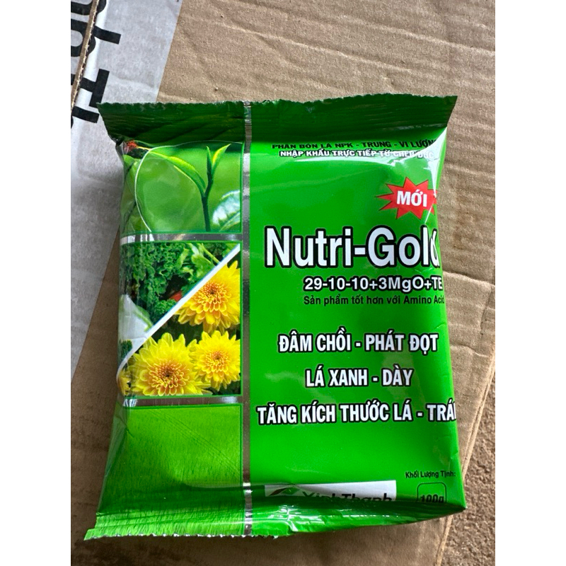 Nutrigold 29-10-10 gói 100gram, Phân bón lá hàng công ty Vĩnh Thạnh ...