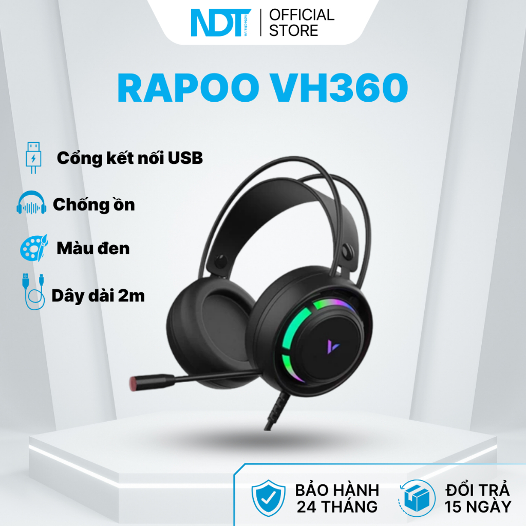 Tai nghe gaming Rapoo VH360 Đèn LED RGB, Chống Ồn, Dây Cắm USB Dài 2M ...
