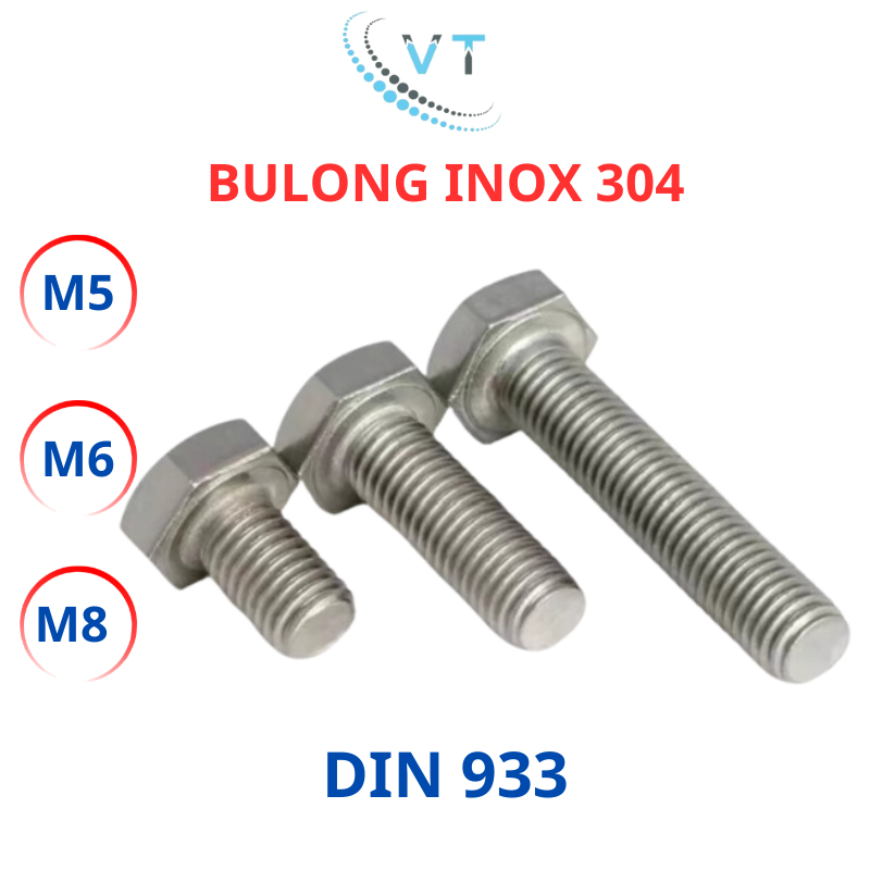 10 bộ Bulong + tán Inox304 M5 - M6 - M8 dài từ 10mm - 150mm. Bulong lục ...