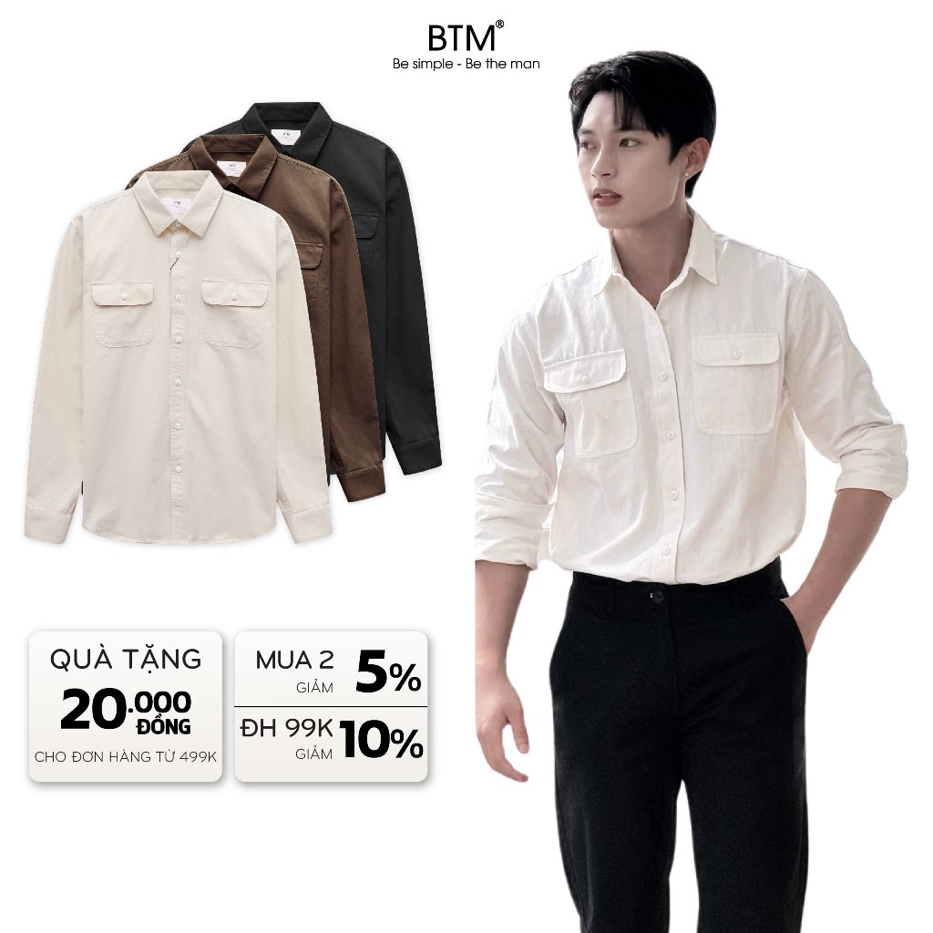 Sơ Mi Nam Dài Tay BTM Light Cargo Khaki Shirt - Vải Kaki Mềm Mại Form ...