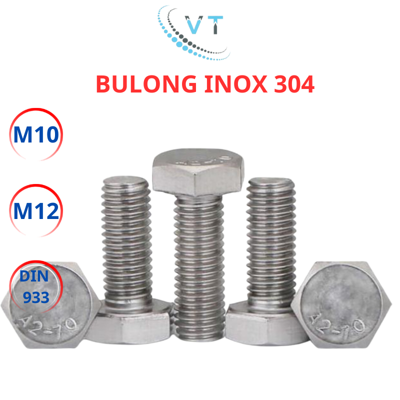 Bu Lông INOX 304 Size M10 M12 Dài 2cm Đến 20cm - Bulong Lục Giác 10 Li ...