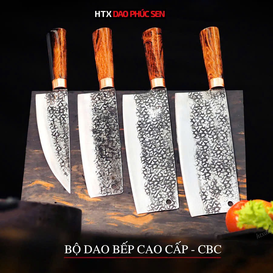 Bộ 4 loại dao nhíp xe HTX DAO PHÚC SEN CBC rèn thủ công chuyên thái ...