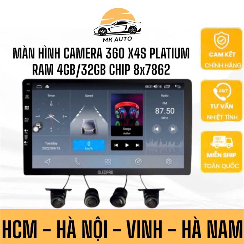 Màn Hình DVD Android Ô Tô OLEDPRO X4s Tích Hợp Camera 360 9 inch Ram 4 ...
