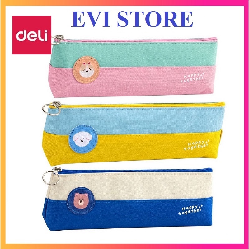 Túi đựng bút học sinh Deli H908 - Ví bút vải Happy Together nhẹ, bền ...