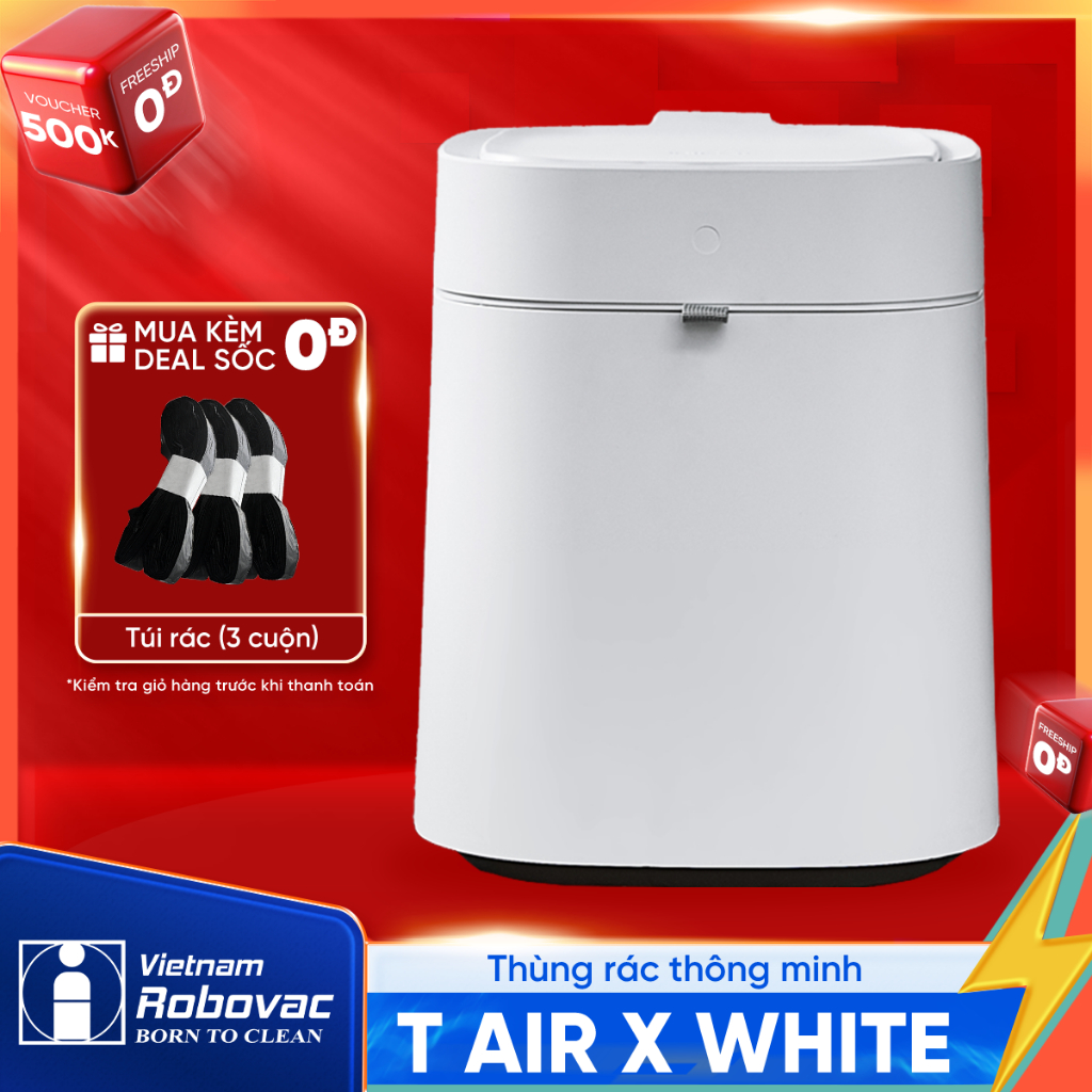 Thùng rác tự động thông minh TOWNEW T Air X (white)_Tự động đóng gói ...