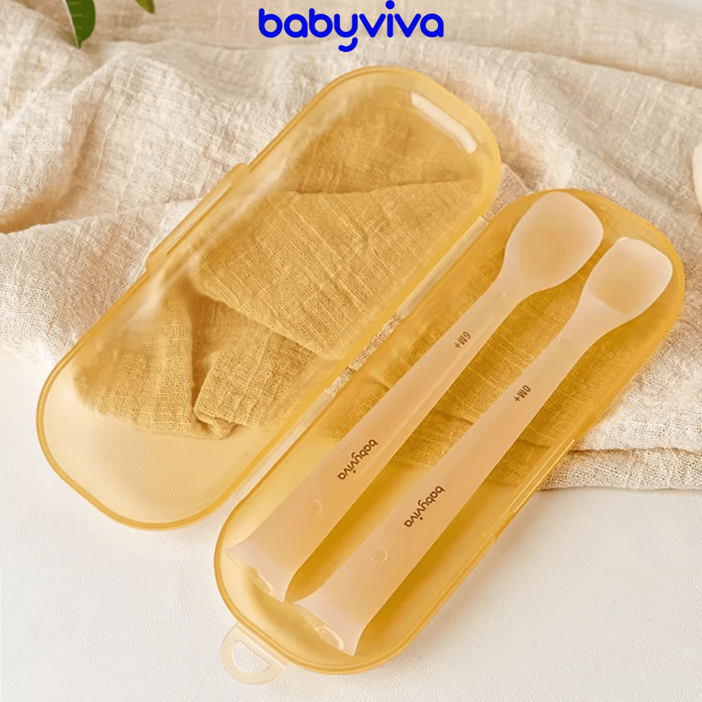 Bộ thìa silicone cho trẻ sơ sinh và trẻ ăn dặm cao cấp hiệu Babyviva (kèm hộp đựng) | Shopee ...