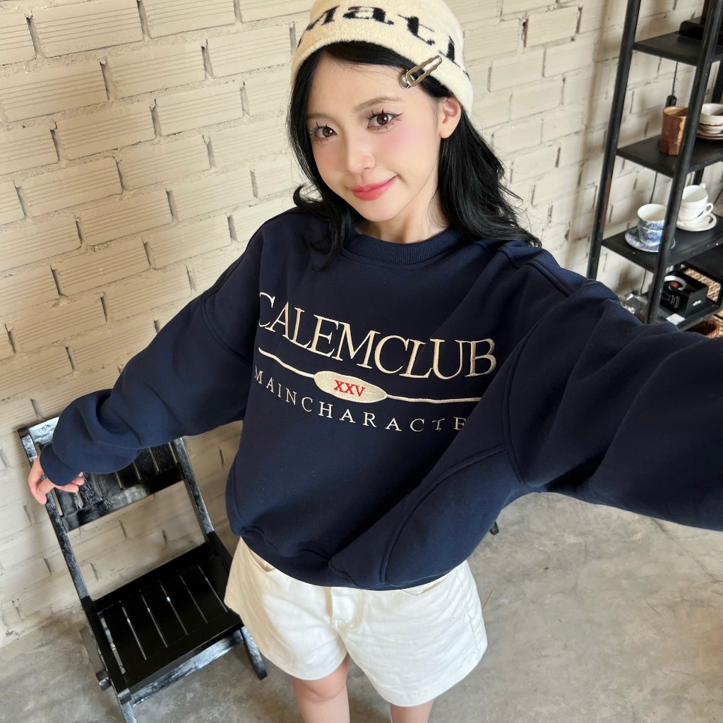 Áo Sweater XXV MAIN CHARACTER Calem.Club chất nỉ bông họa tiết chữ thêu ...