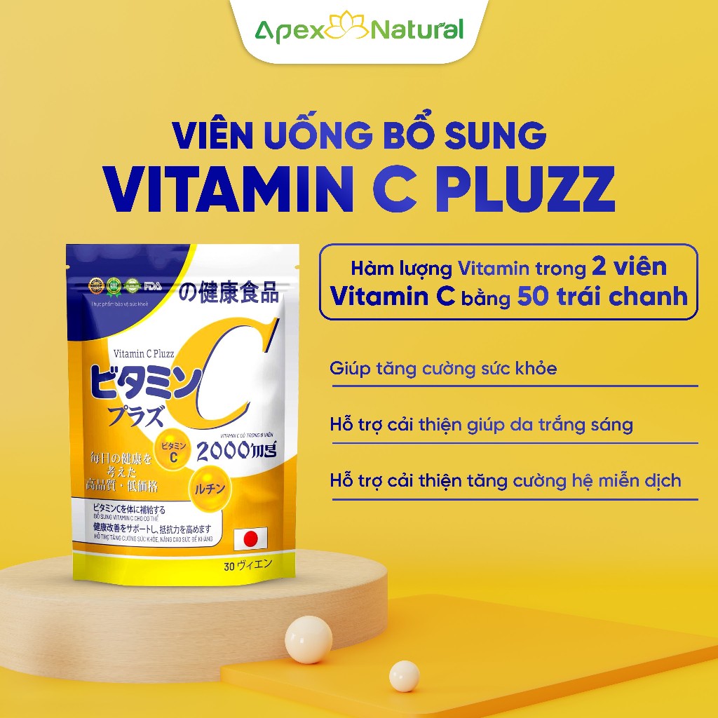 [Apex Natural] Viên uống bổ sung Vitamin C hỗ trợ sáng da, mờ thâm ...