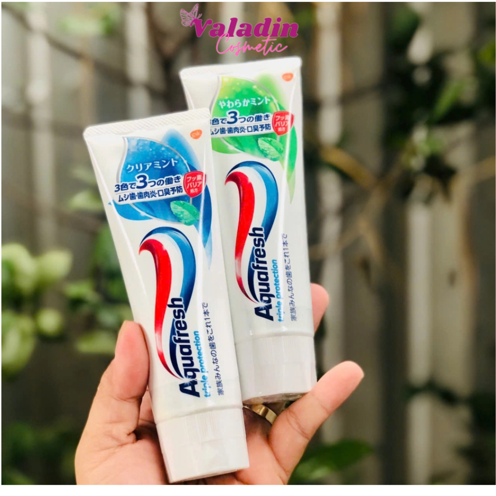 Kem đánh răng thơm miệng AQUAFRESH Triple Protection Trà Xanh/Bạc Hà 140g Nhật Bản | Kem đánh ...