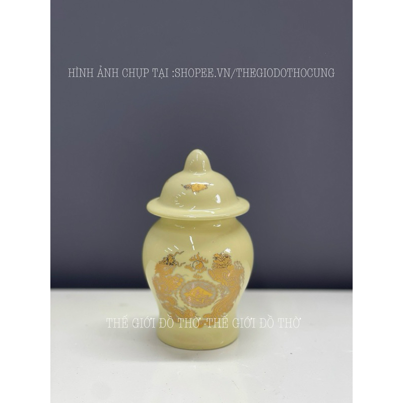 Choé Thờ Đựng Muối Gạo Nước Men Vàng Kem 3 cỡ 10-13-15cm | Shopee Việt Nam