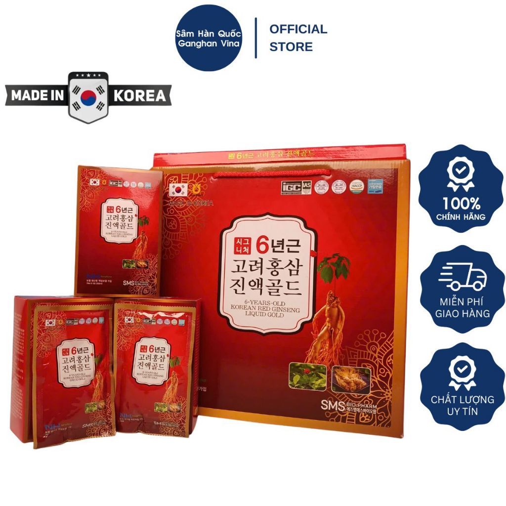 Nước Chiết Xuất Hồng Sâm 6 Năm Tuổi NongHyup Hàn Quốc (70ml x 30 Gói ...
