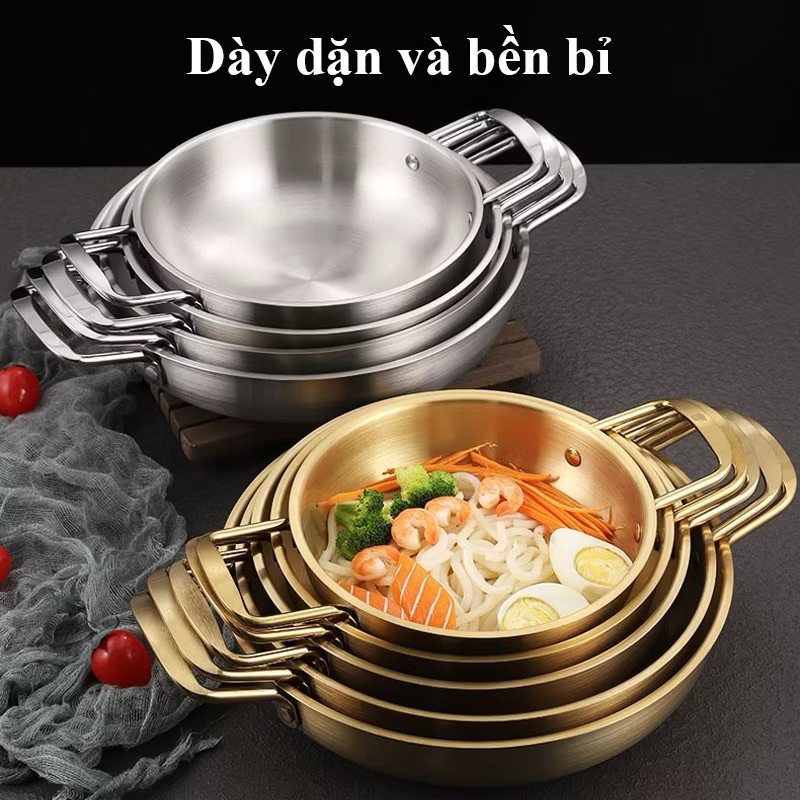 Nồi , chảo bằng thép không gỉ phong cách hàn quốc màu bạc inox | Shopee ...