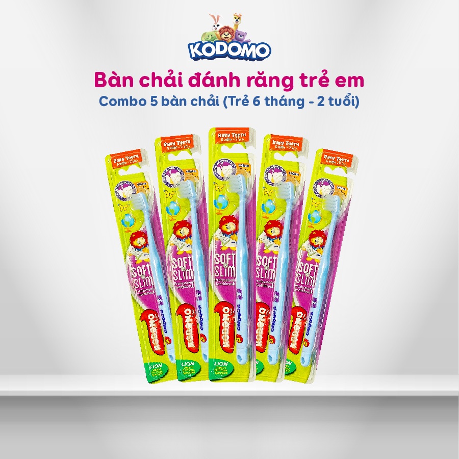 Combo 5 Bàn chải đánh răng trẻ em KODOMO (6 tháng - 2 tuổi) | Shopee Việt Nam