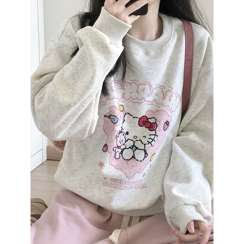 Bộ sưu tập Áo sweater HELLO KITTY basic nam nữ unisex chất nỉ bông form ...