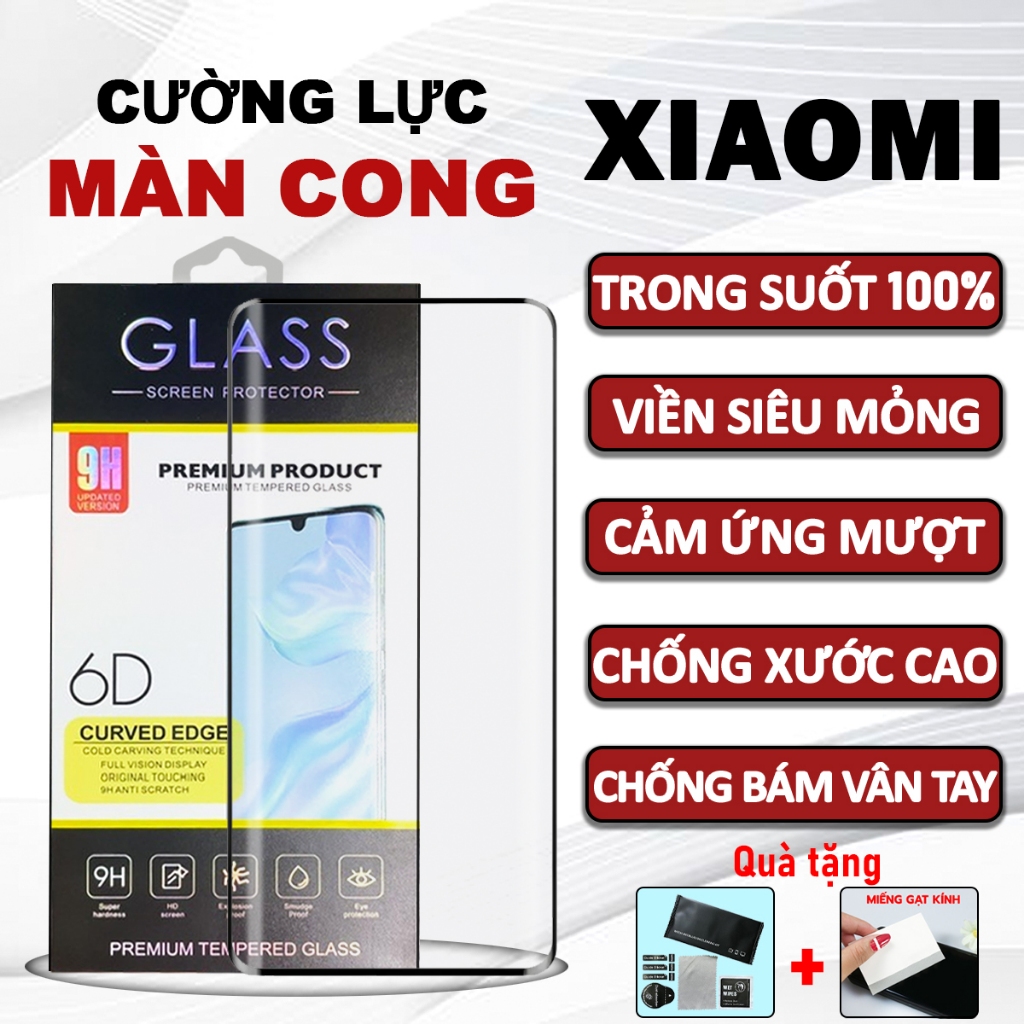 Kính cường lực màn cong Xiaomi Mi CC9,10,11,12,12S,12X,13,Note,Pro,Lite,Ultra full Miếng dán bảo ...