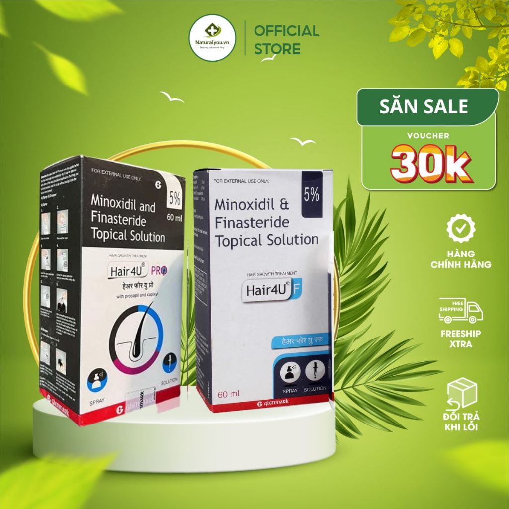 Combo Hair 4U Pro - Serum Mọc Tóc Hair4U Pro 5% Minoxidil + Finasteride ...