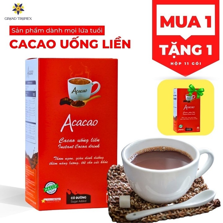 ACACAO - [HỘP] BỘT CACAO UỐNG LIỀN CÓ ĐƯỜNG GIÀU DINH DƯỠNG 26GR (11 ...