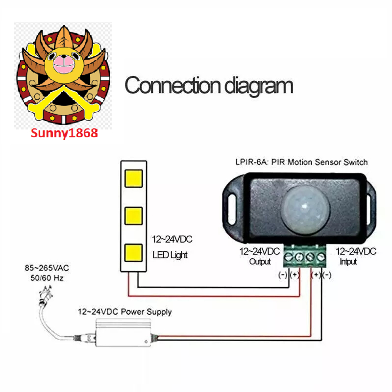 Cảm biến chuyển động PIR DC 12V 24V có thể điều chỉnh thời gian 1-10 phút bật tắt đèn thông minh ...