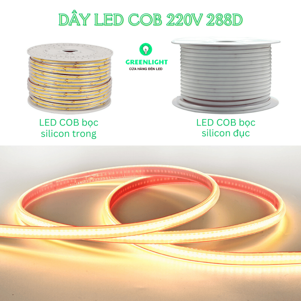 Đèn LED Dây COB 220V silicon uốn dẻo 5m 10m tặng nguồn trang trí viền ...