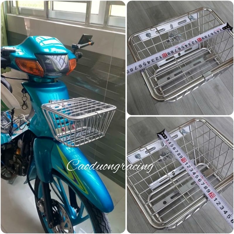 Rổ xe inox pas đa năng gắn cho xe cub, dream, wave, Rổ xe trung, rổ xe ...