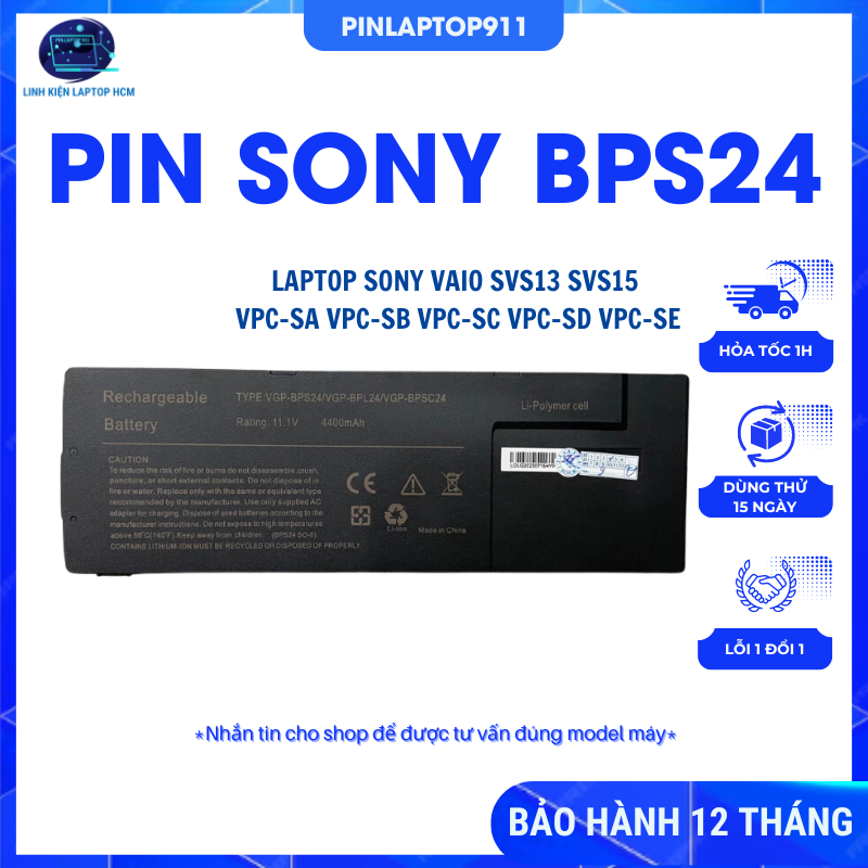 Pin SONY S24 Vaio SVS13, SVS15, VPC-SA, VPC-SB, VPC-SD SVS13 SVS15 VPCSA VPCSD VPCSB VPCSC VPCSD ...