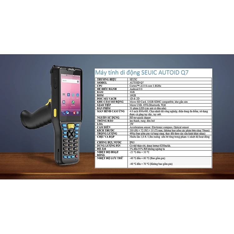 Máy tính di động SEUIC AUTOID Q7, 2D+WIFI+4G-LTE+Android 9.0+pistol grip | Shopee Việt Nam
