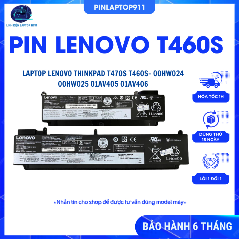 Pin laptop Lenovo, Pin LENOVO ThinkPad T470S, T460S, 00HW022, 00HW023 ...