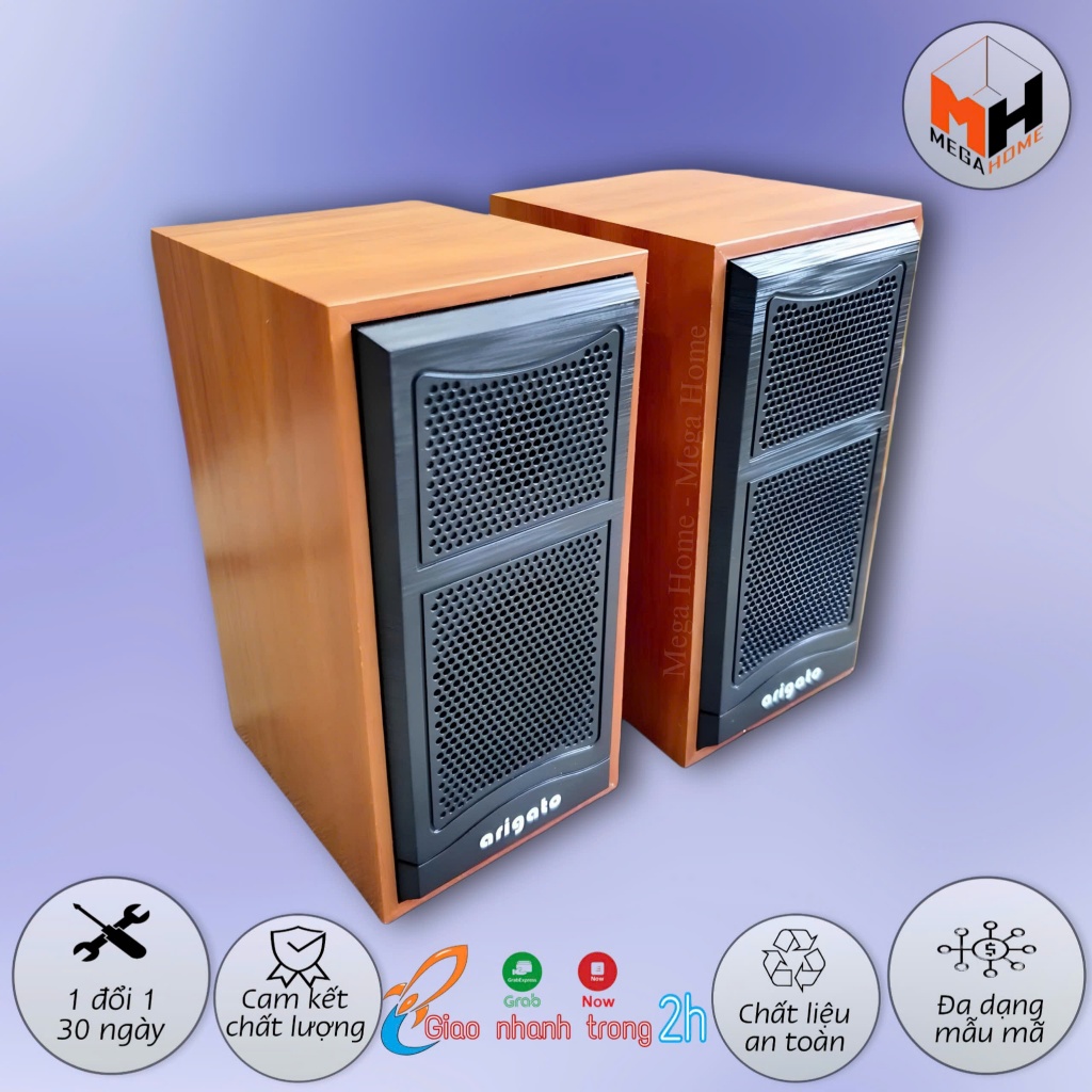 Loa vi tính 2.0 để bàn, loa máy tính mini ARIGATO M22 vỏ màu gỗ chất âm ...