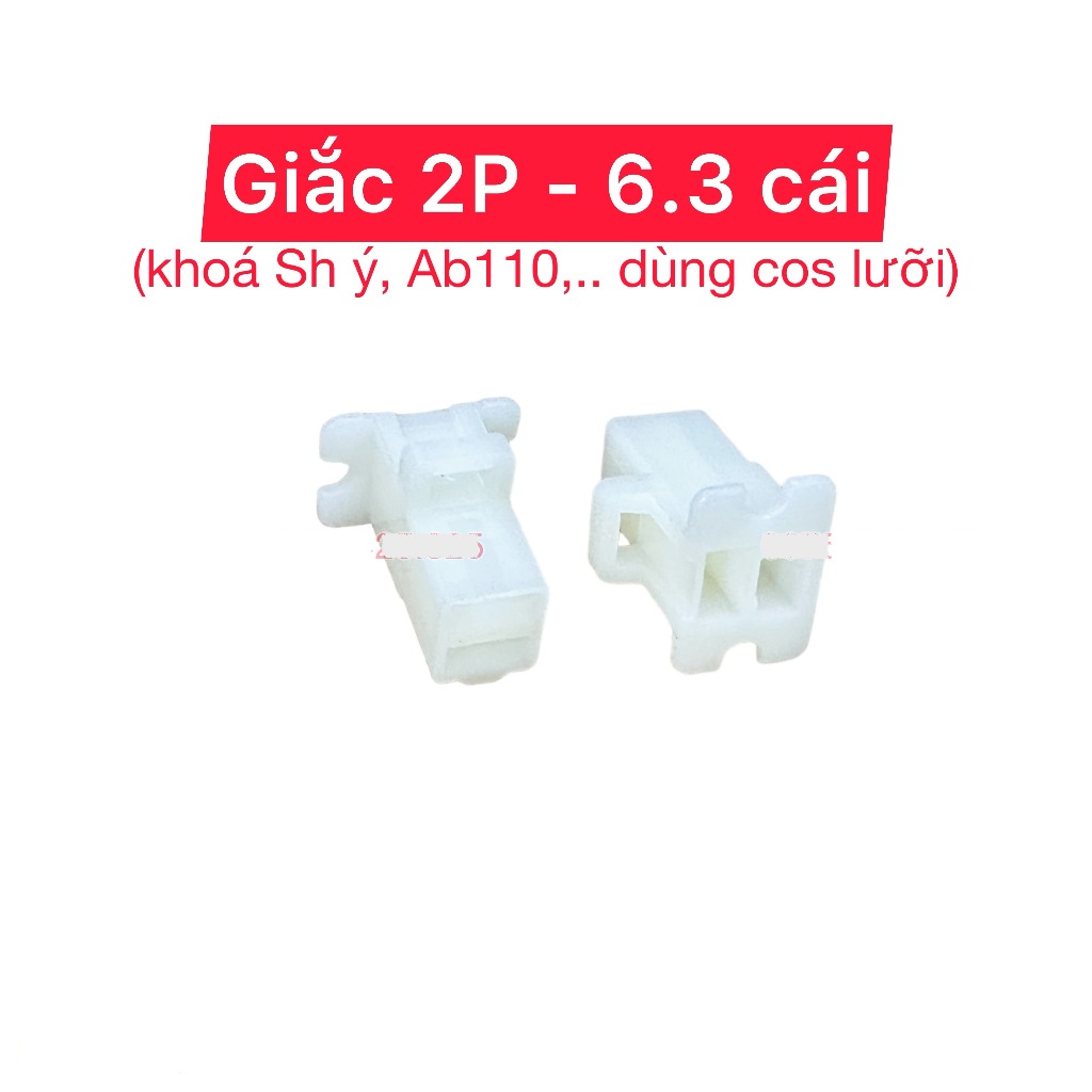 [10 đầu] giắc 2P 6.3 - CÁI - ổ khóa xe honda mâm lữa jack socket terminal Connector housing iiib ...