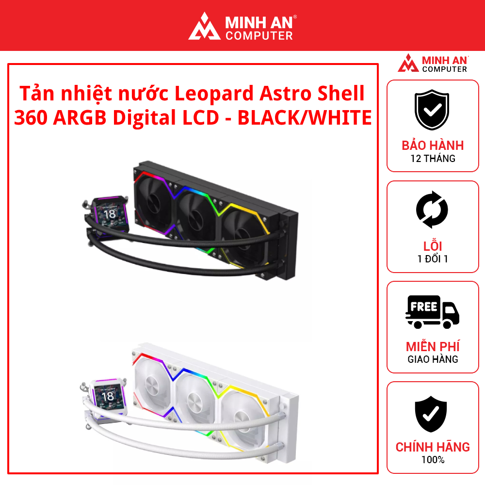 Tản nhiệt nước Leopard Astro Shell 360 ARGB Digital LCD - BLACK/WHITE ...