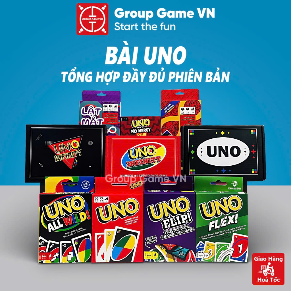 Combo bài UNO cơ bản + Mở rộng, Boardgame thẻ bài uno dành cho nhóm bạn ...