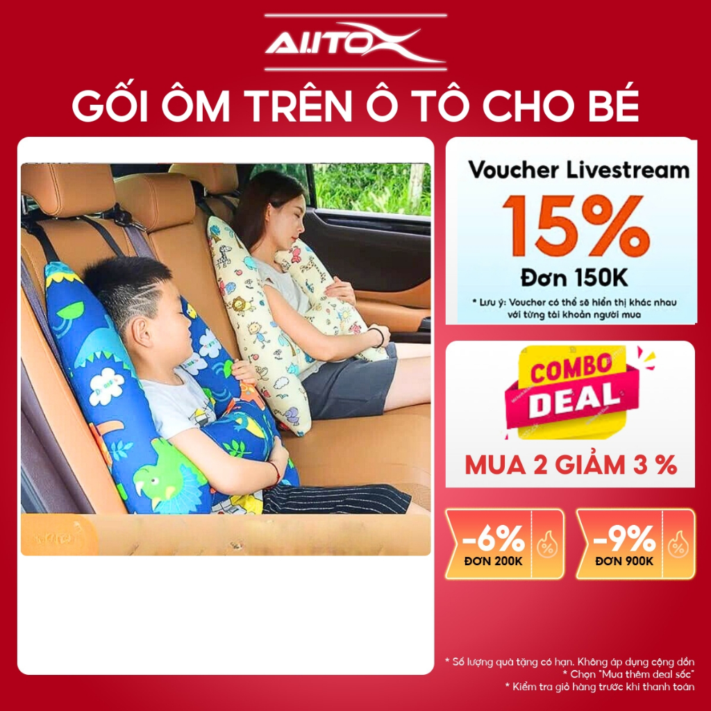 Gối ôm an toàn cho bé trên ô tô AutoX chất liệu êm ái với thiết kế quai cài chắc chắn và dễ dàng ...