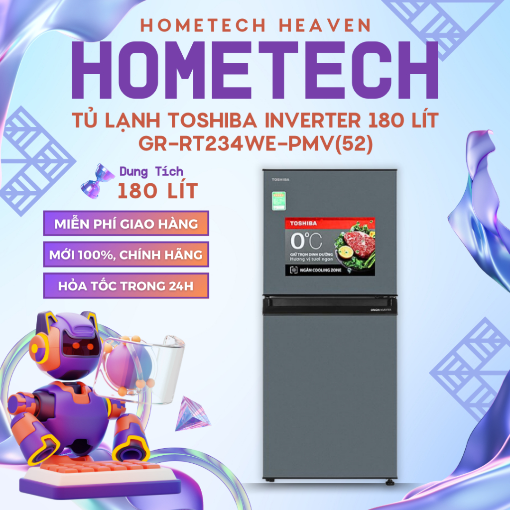 [GIAO LẮP MIỄN PHÍ] - Tủ lạnh Toshiba Inverter 180 lít GR-RT234WE-PMV(52) - Hàng Chính Hãng, Mới ...