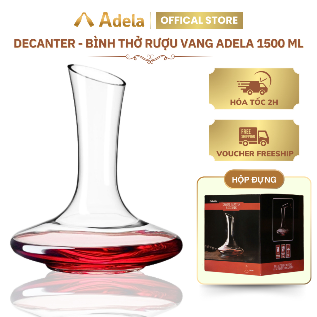 Bình Thở Rượu Vang Adela Pha Lê Cao Cấp, Decanter Rượu Vang Nhậu Khẩu Chính Hãng Dung Tích ...