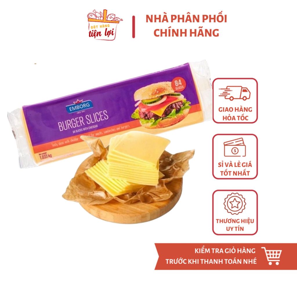 Phô Mai Burger Slices Trọng Lượng 1.033kg 84 Lát - Emborg Burger Slices ...
