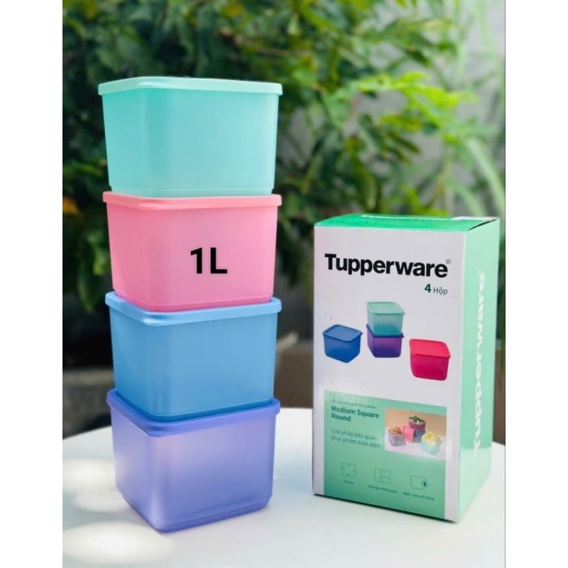Hộp bảo quản thực phẩm medium square round 1L Tupperware chính hãng ...