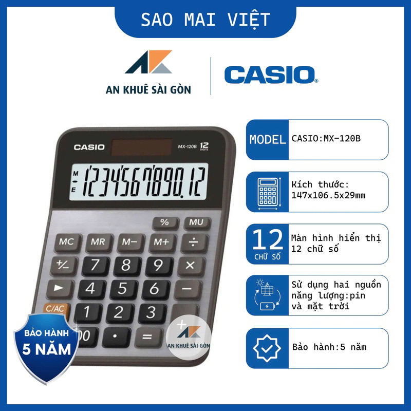 [Chính Hãng] Máy tính để bàn Casio MX-120B Loại thông dụng Dành cho cửa ...