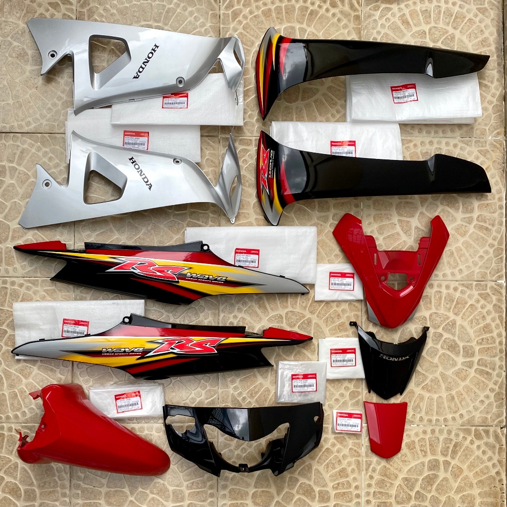 Bộ vỏ nhựa WAVE RS 2009, Dàn áo WAVE RS nạ 2 tầng đã dán sẵn tem 16 chi ...