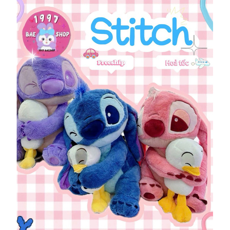 Gấu bông Stitch xanh ôm vịt và ôm trái tim mẫu mới siêu đáng yêu ...