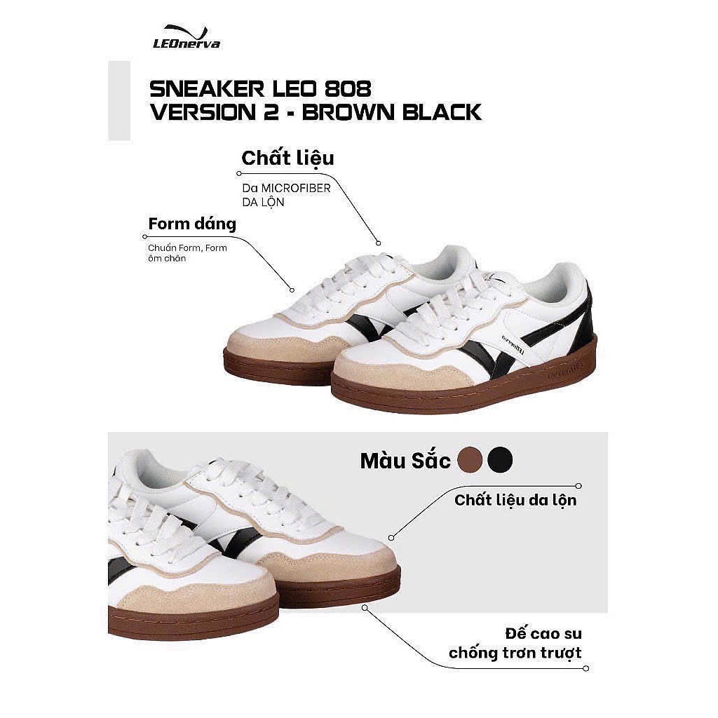 Giày Sneaker Unisex Leonerva 808 VS2 - Đế Nâu - ĐI LÊN 1 SIZE | Shopee ...