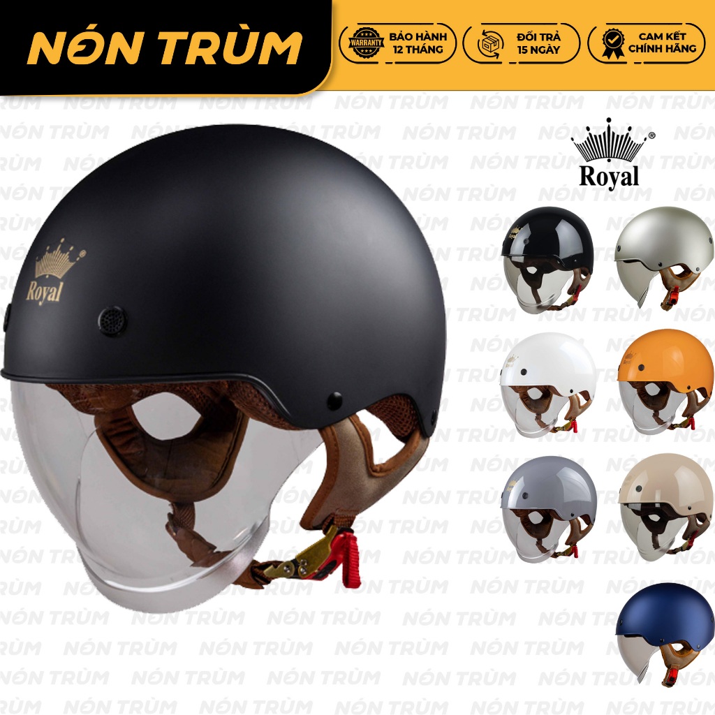 Mũ bảo hiểm nửa đầu Royal M239 kính âm che mặt size M L XL XXL cho nam ...