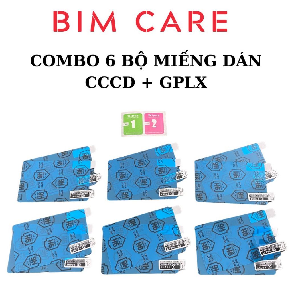 Combo 6 bộ Miếng dán cường lực 9H+ bảo vệ Căn Cước Công Dân - CCCD/GPLX khỏi trầy xước, tăng độ ...